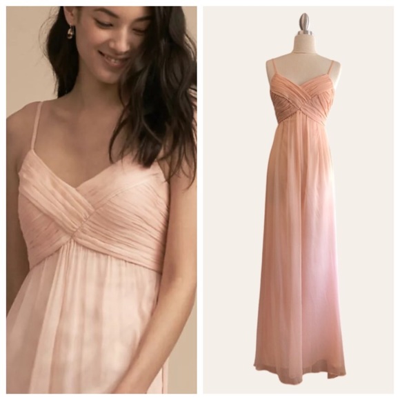 Anthropologie Dresses Bhldn Brigitte Chiffon Pink Nude Gown Dress Sleeveless Strap Poshmark